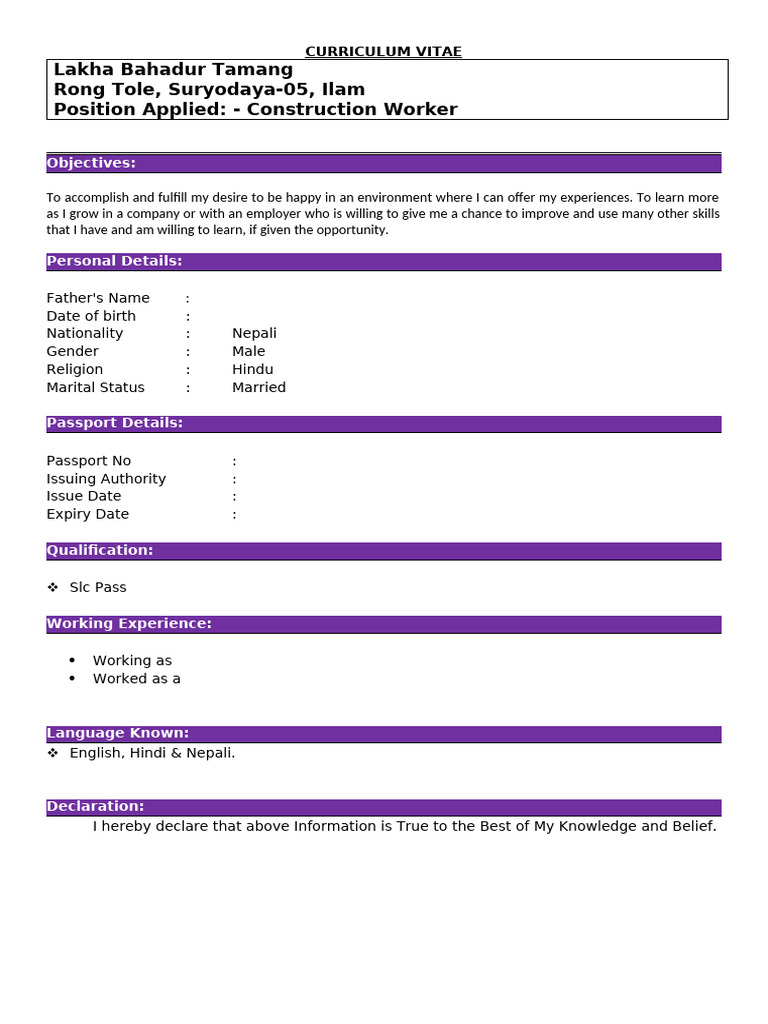 Sample CV | PDF