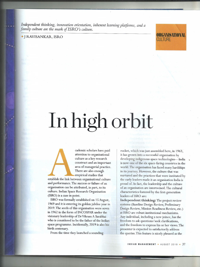 ISRO Culture | PDF