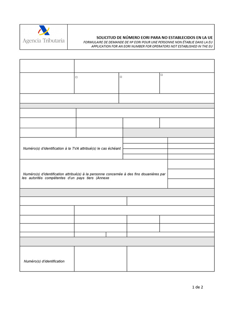 FORMULARIO ALTA EORI | PDF