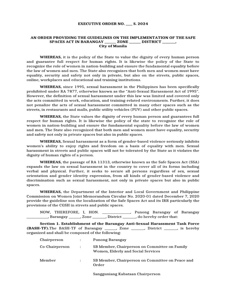 Updated Version SSA Executive Order For Barangay | PDF