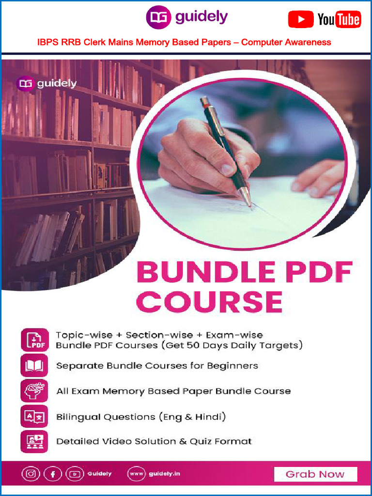 Ibps RRB Clerk Computer 2020 23 Questions | PDF | Internet Protocols ...