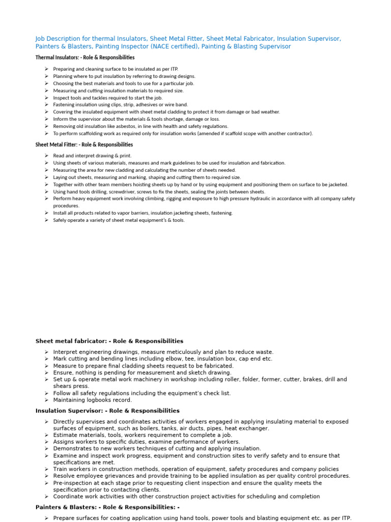 Job Descriptions | PDF | Quality Assurance | Computers