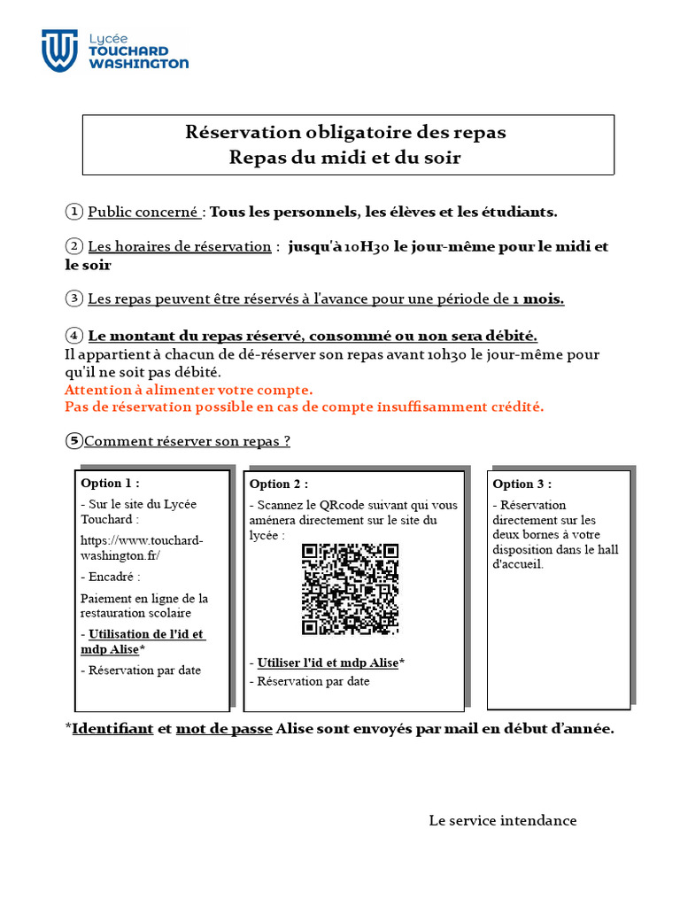 Reservation Des Repas | PDF
