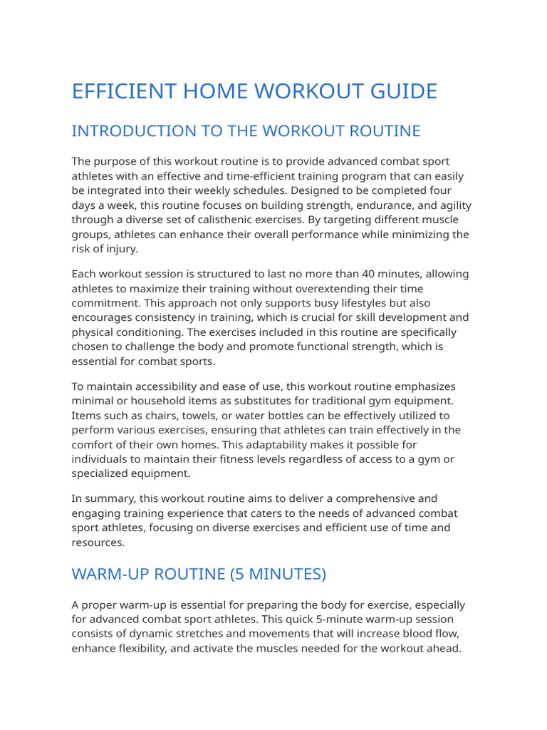 Efficient Home Workout Guide | PDF