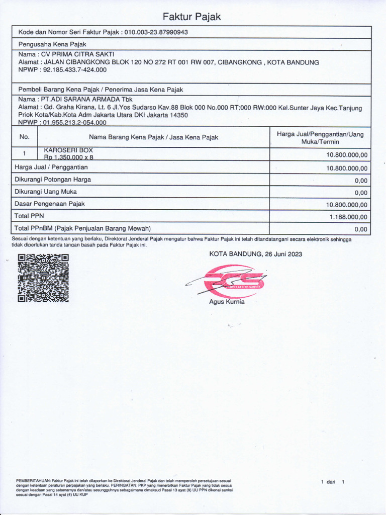 Tagihan Assarent Bandung Karoseri Box Juni 2023003 | PDF