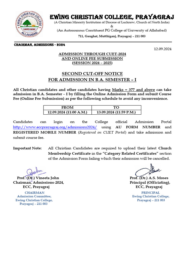 Second Cut Off Notice B.A. U8yven | PDF