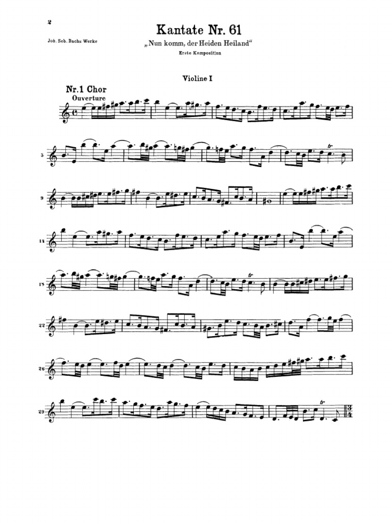 Bach BWV - 61 Violins 1 | PDF