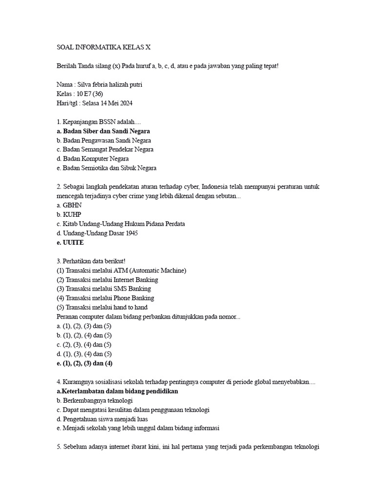 Soal Informatik 2 | PDF