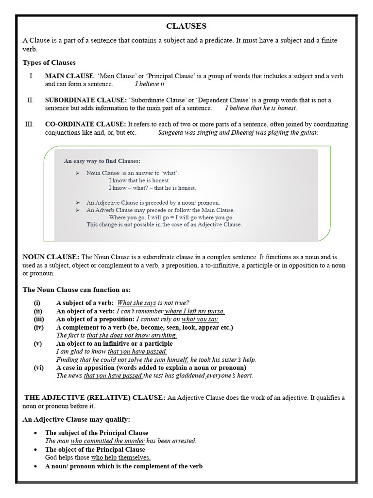 Clauses Notes | PDF