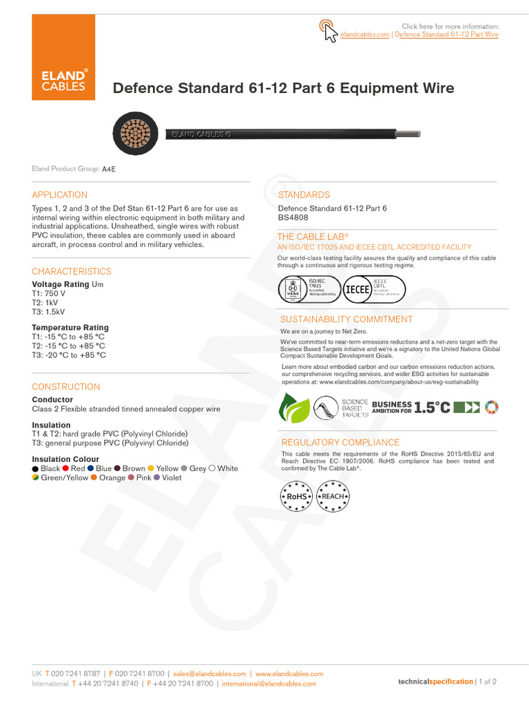 Defence Standard 61 12 Part 6 Equipment Wire | PDF