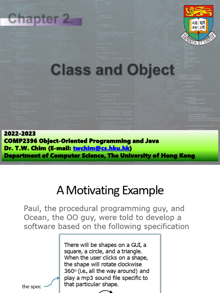 COMP2396 Ch2 Class and Objects | PDF