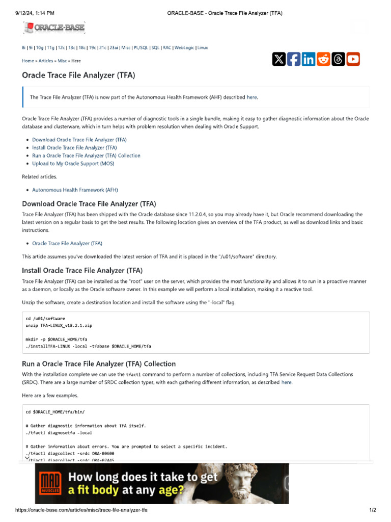##Oracle Trace File Analyzer (TFA) | PDF