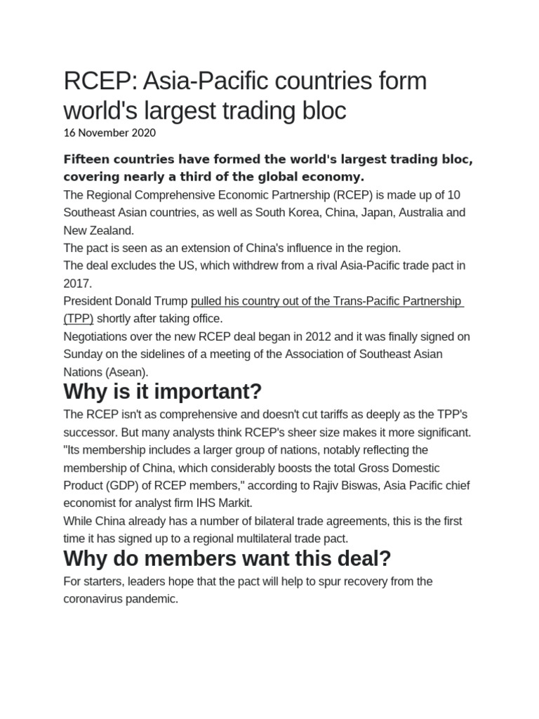RCEP ASEAN Pacific | PDF