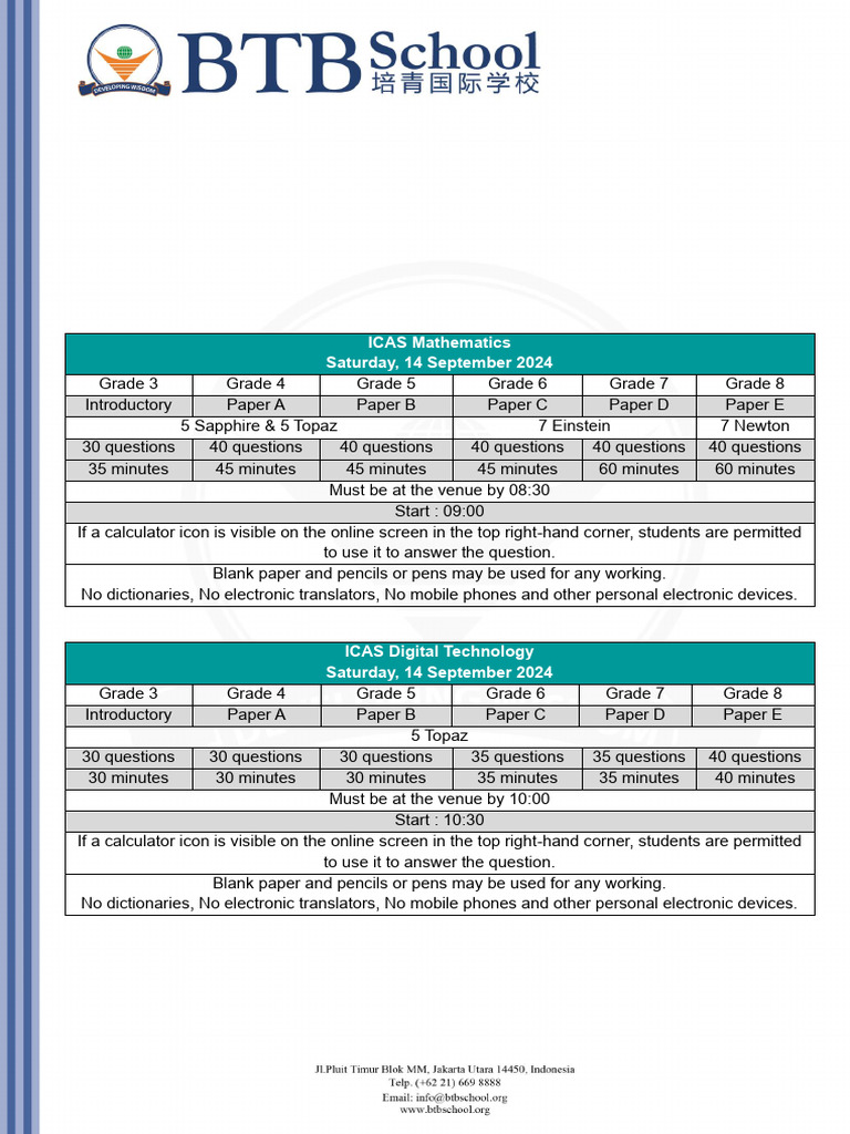 Detail ICAS Mathematics, Digital Technology, Science, English ...