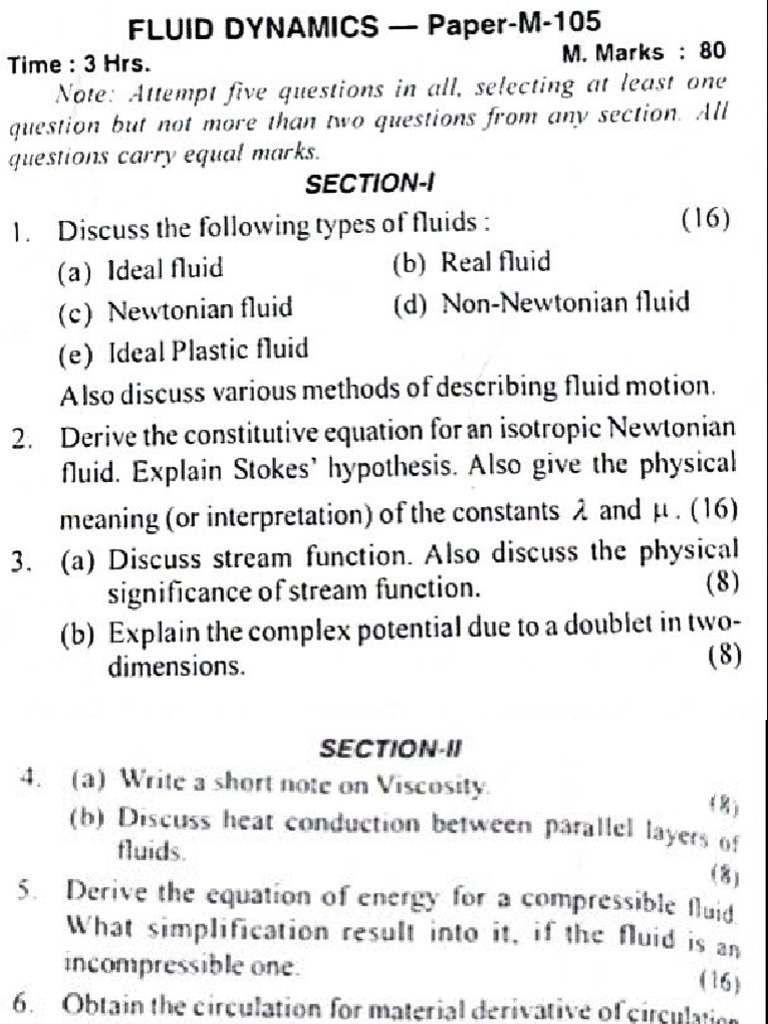 Fluid Dynamics (Dec 2019) | PDF