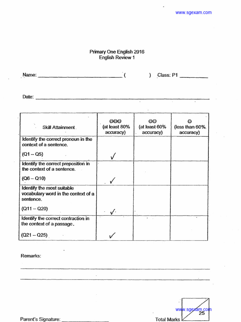 2016-P1-English-SA1-CHIJ | PDF