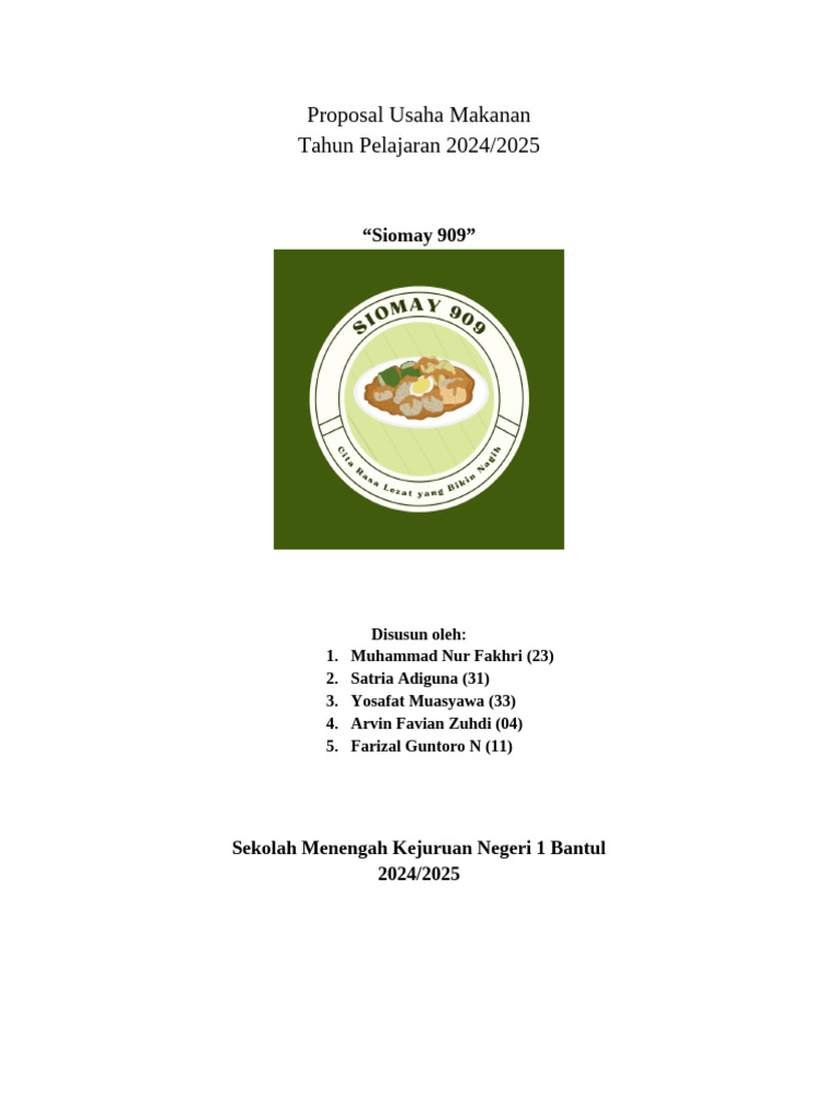 Proposal Usaha Makanan | PDF