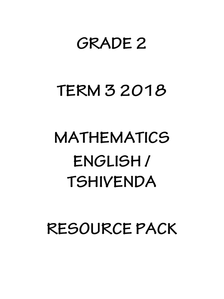 GR 2 Term 3 2019 Maths Resource Pack English Tshivenda | PDF