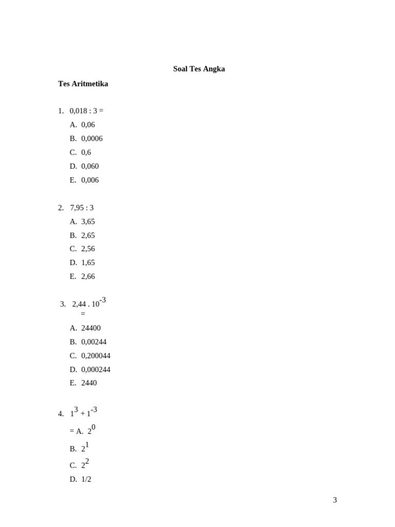 Tes Numerik Angka | PDF