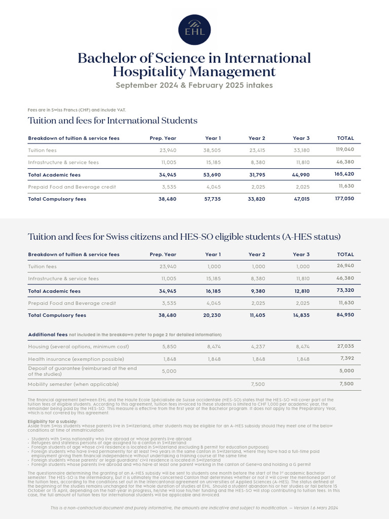 Tuition Fees BOS en | PDF