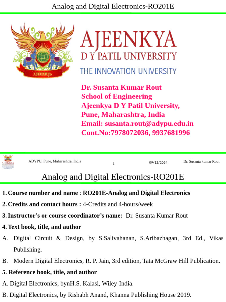 Analog and Digital Electronics Course Outline | PDF | Bipolar Junction Transistor | Computers