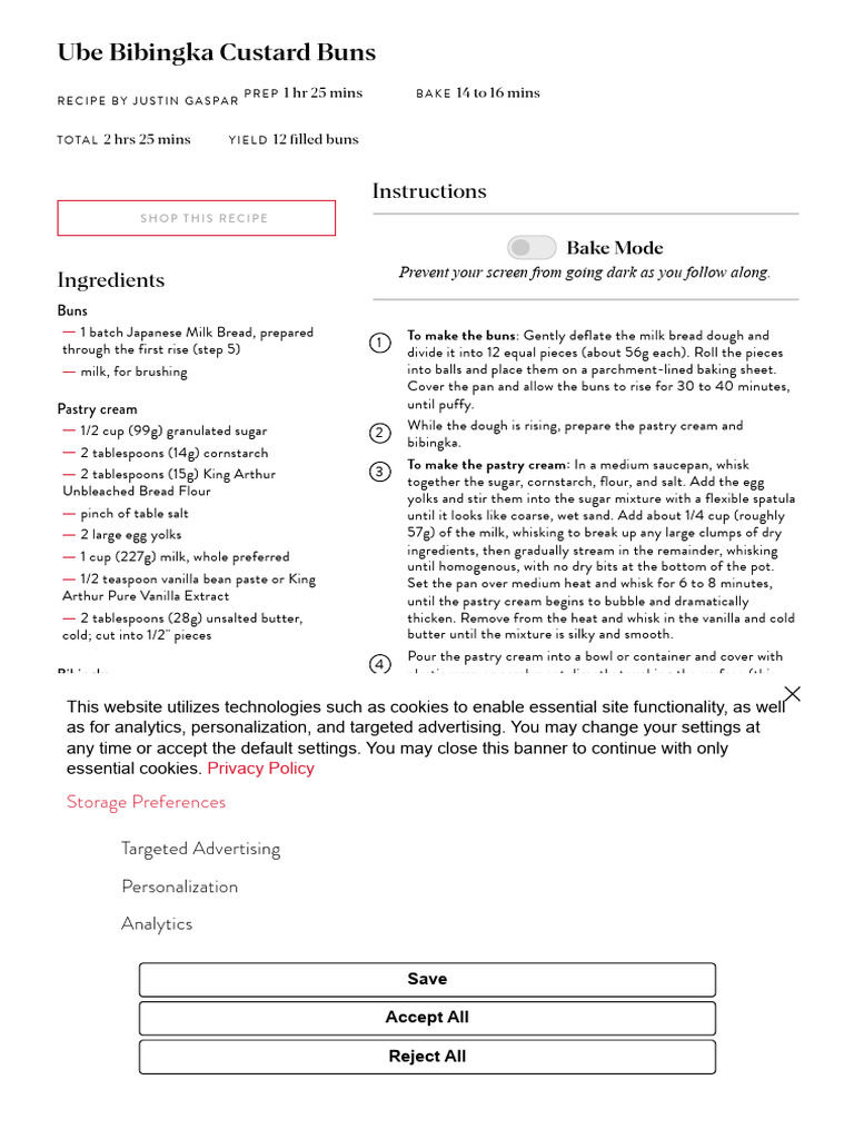 Ube Bibingka Custard Buns Recipe _ King Arthur Baking | PDF