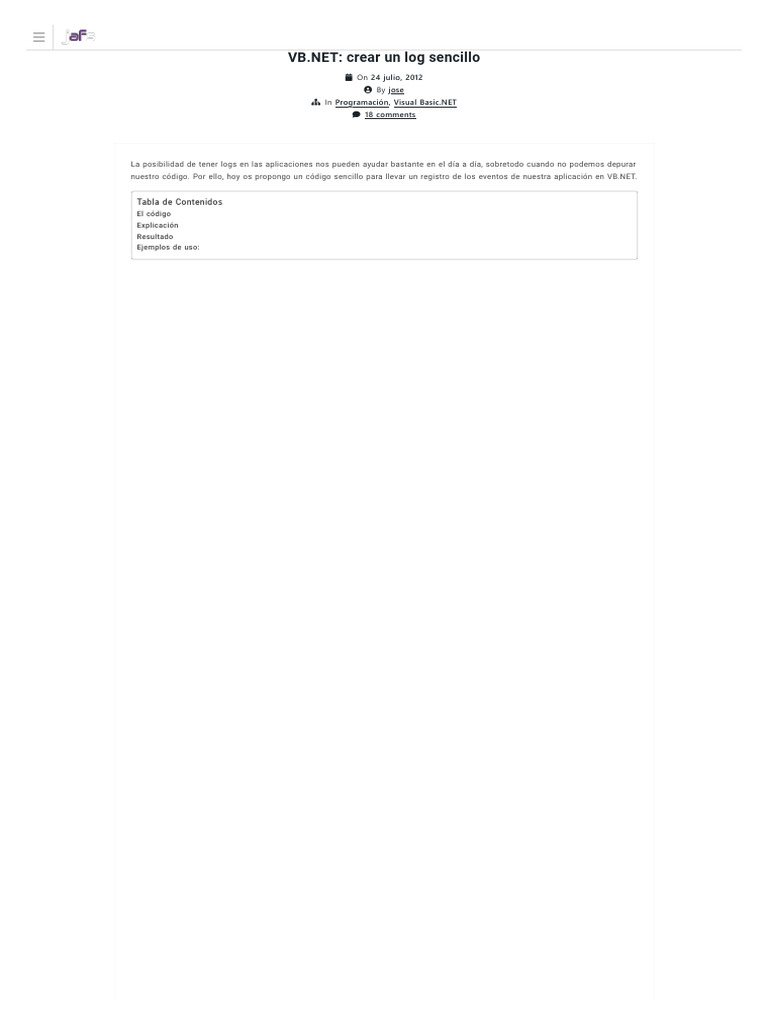 C VB - NET - Crear Un Log Sencillo - J.A.F.S | PDF | Paradigmas de programación | Programación ...