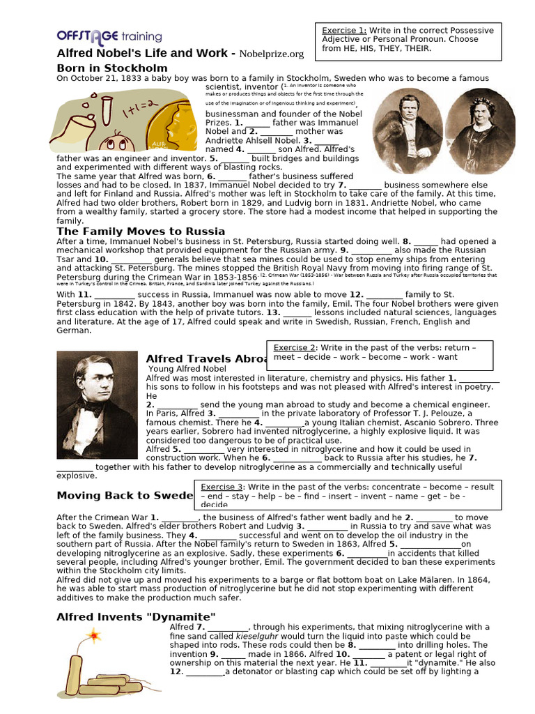 Alfred Nobel: Life, Inventions, and Legacy | PDF | Nobel Prize | Nobel ...