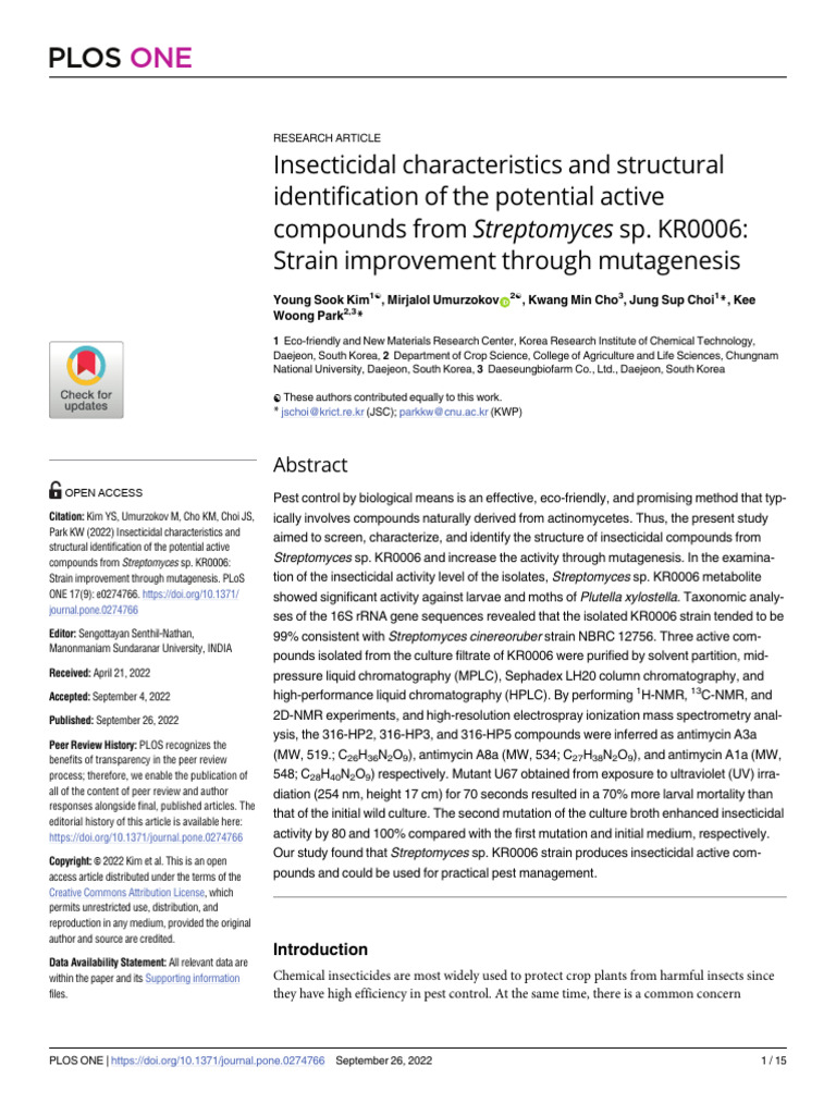 Insecticidal Characteristics and Structural Identi | PDF