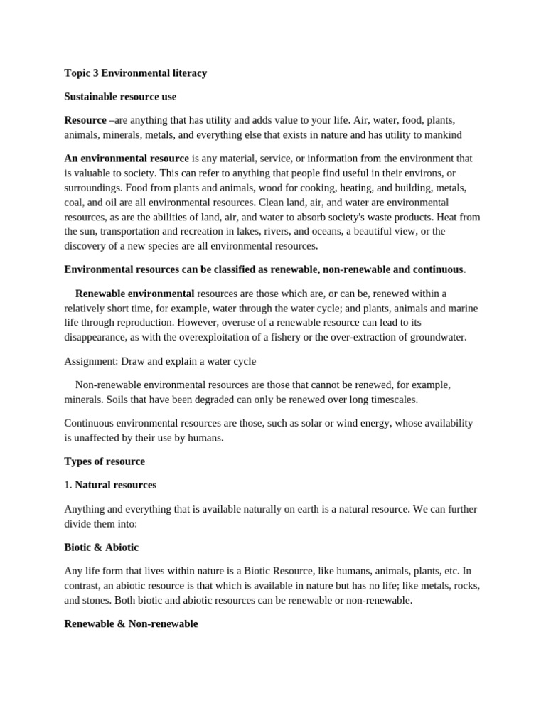 Topic 3 and 4 Environmental Literacy | PDF