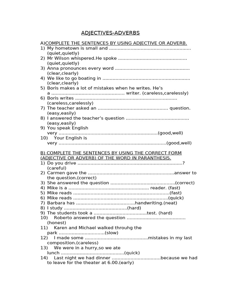 Adjectives Adverbs | PDF