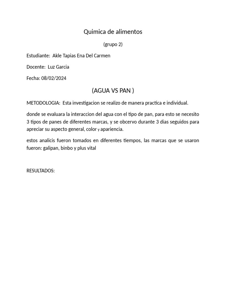 Pan Vs Agua 0.1 | PDF