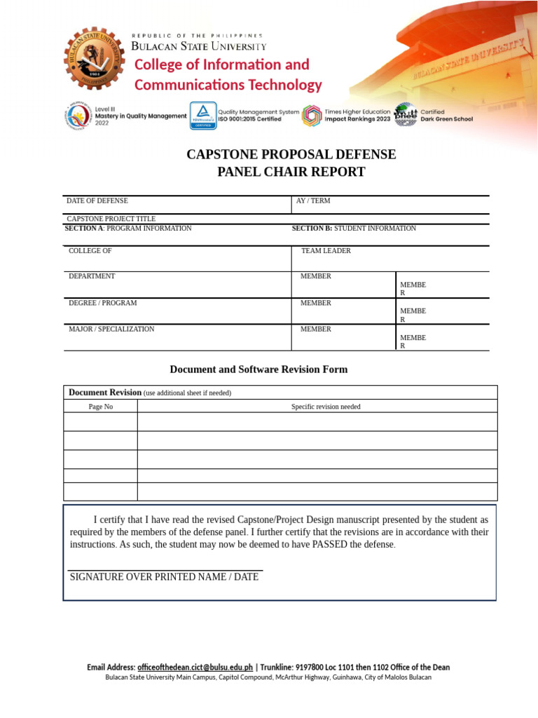Caps1 Proposal Defense Panel Chair Report | PDF