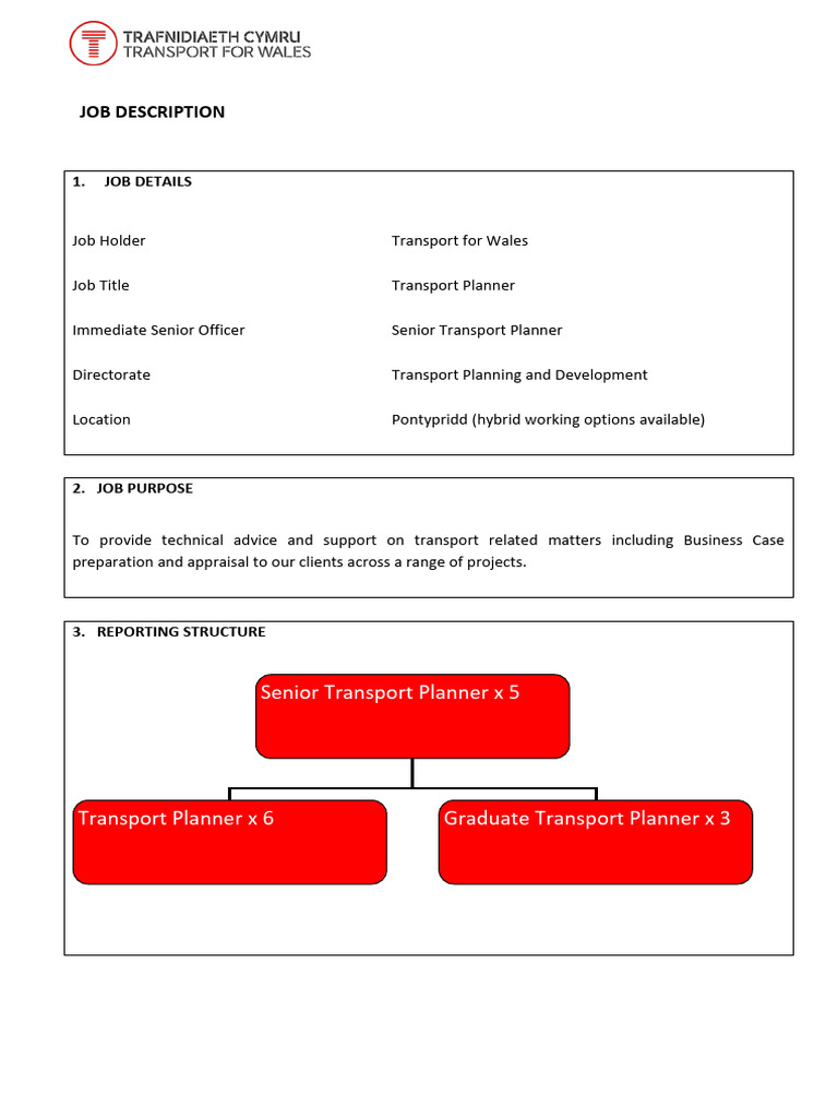 Job Description - Transport Planner | PDF