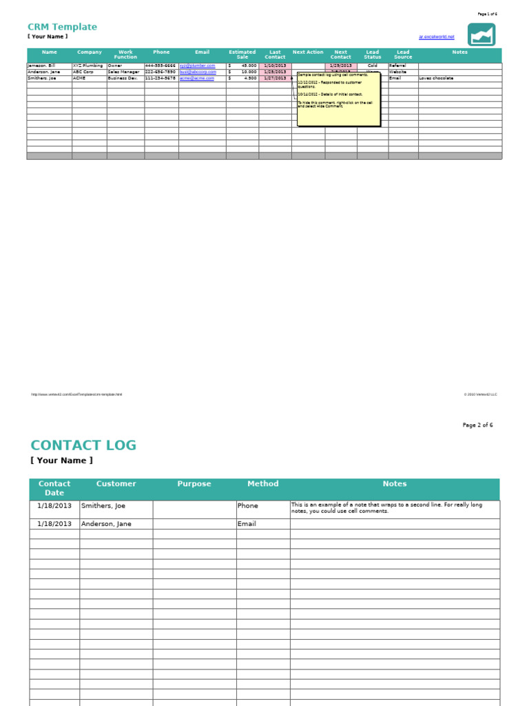 Excel CRM Template | PDF