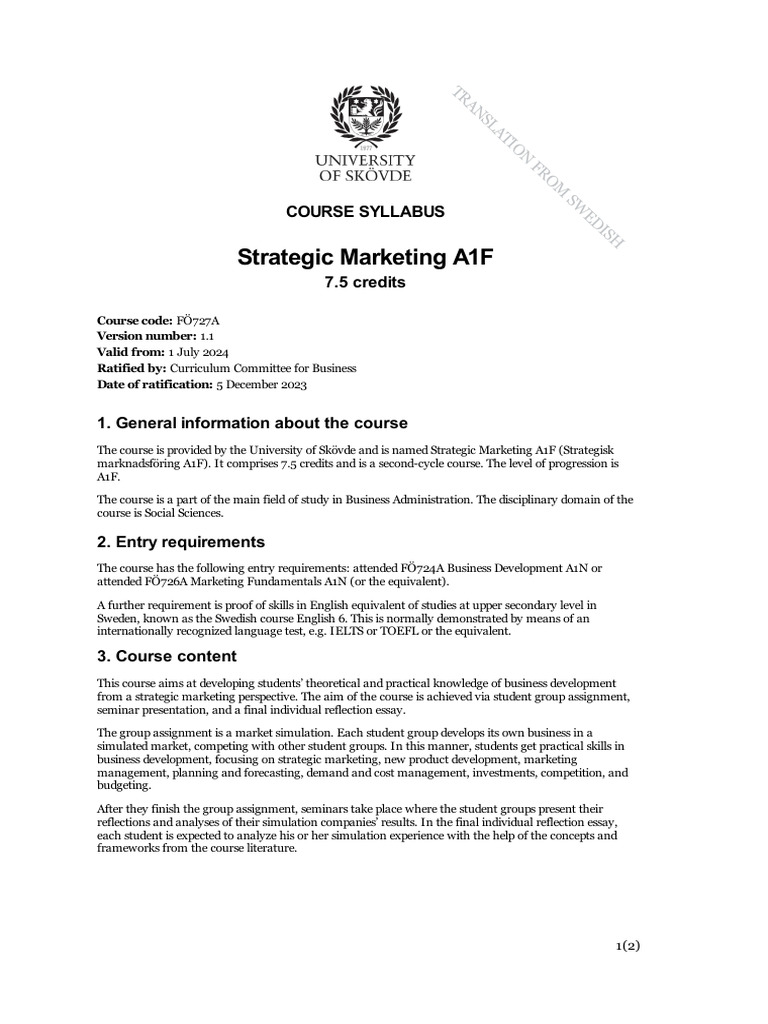 Courseplan F 727A | PDF