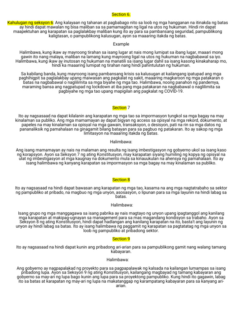 The Philippine Constitution Article 3 Bill of Rights | PDF | Legal ...