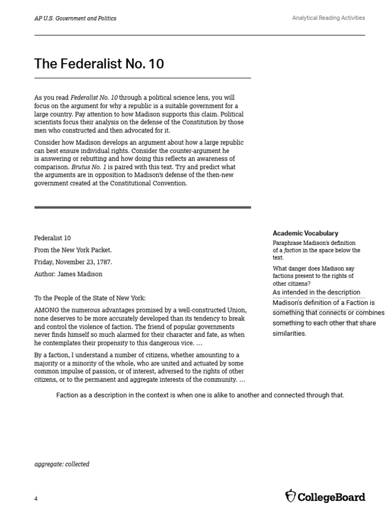 Kami Export - federalist 10 | PDF