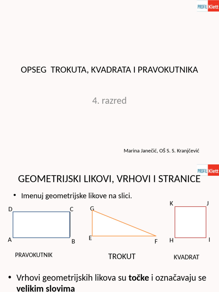 Opseg Trokuta Kvadrata I Pravokutnika | PDF