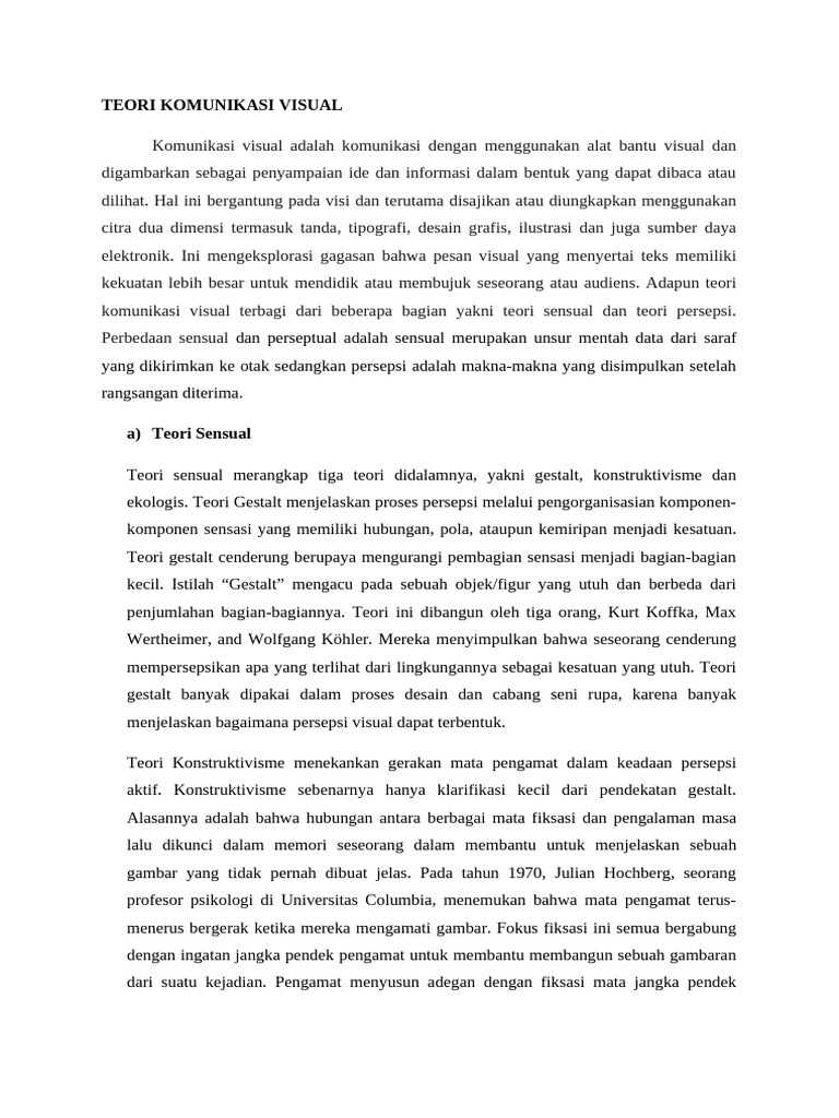 Teori Komunikasi Visual Dan Komunikasi Organisasi | PDF