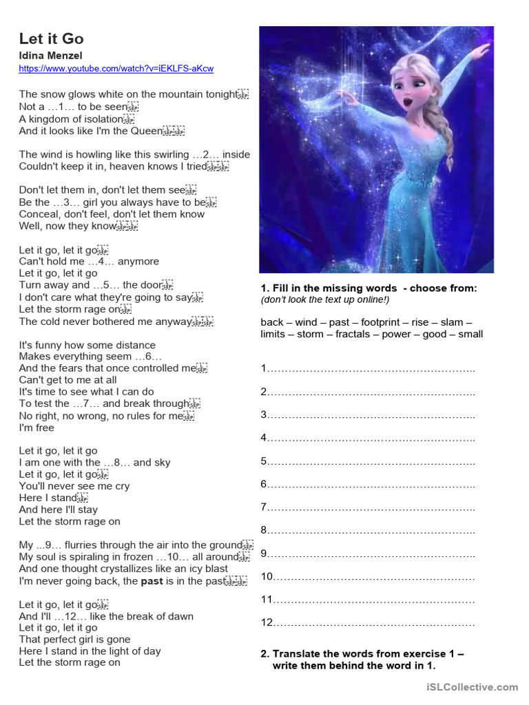 Let It Go - Song Exercise | PDF | Language Arts & Discipline