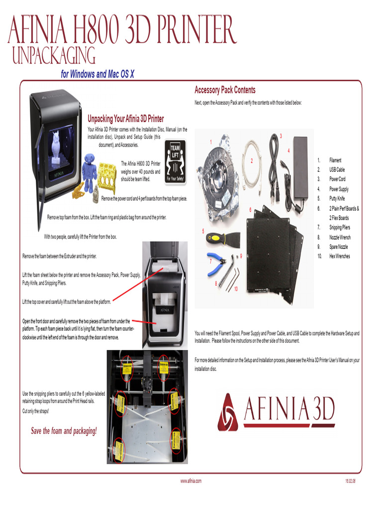 Afinia3D H800orig QuickStartGuide | PDF