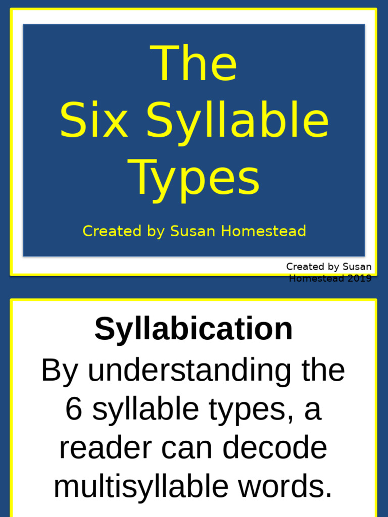 1 - Six Syllable Types Power Point Lesson (Definitions and Guided ...