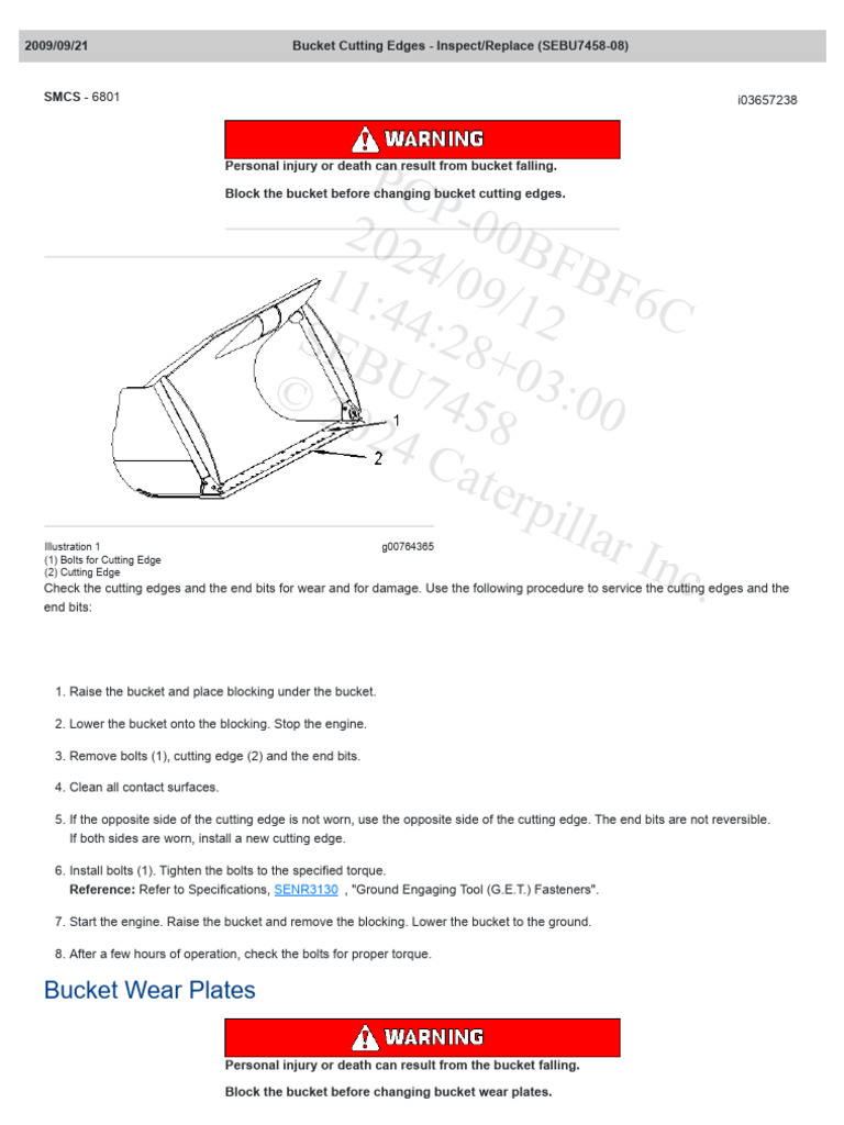 Bucket Cutting Edges - Inspect | PDF