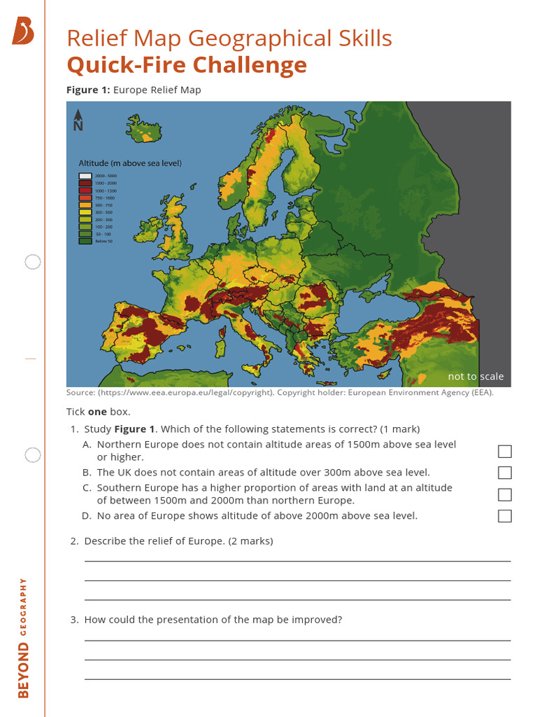 Quick-Fire Challenge: Relief Map Geographical Skills | PDF