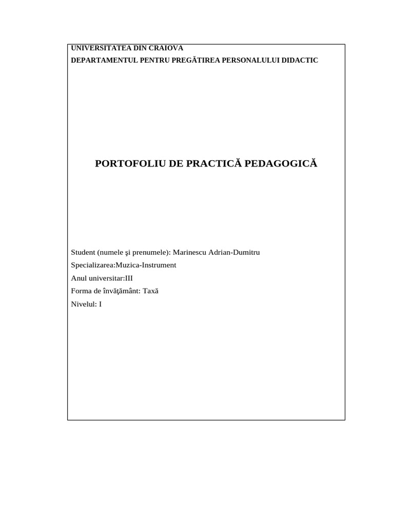 Ghid de Elaborare Portofoliu de Practica Pedagogica - 2022-2023 | PDF