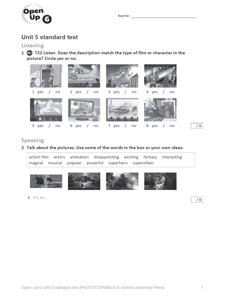 Open Up 6 Unit 5 Test | PDF