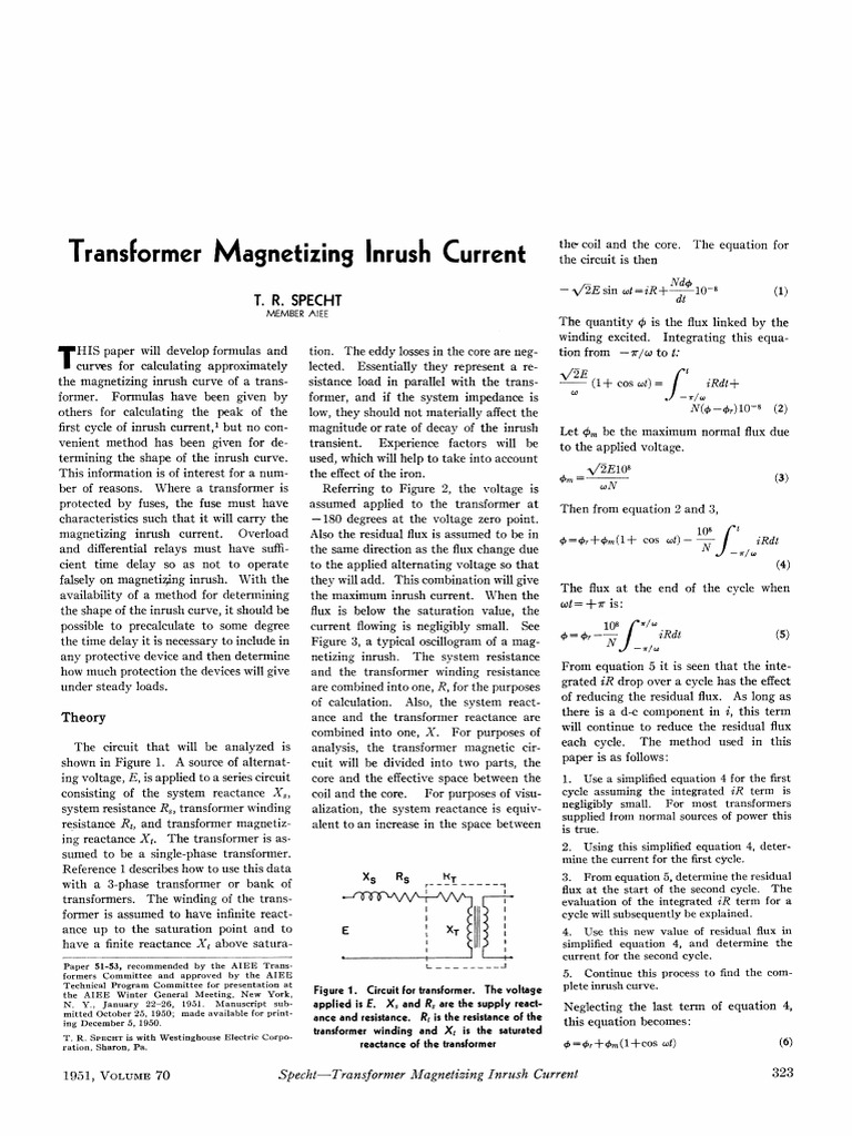 Transformer Magnetizing Inrush Current - T Specht | PDF | Transformer ...