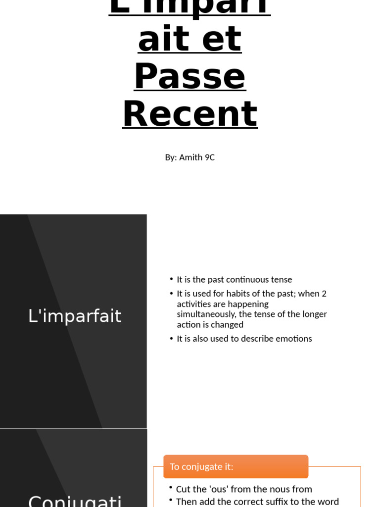 French Project - (L'imparfait and Passe Recent) | PDF