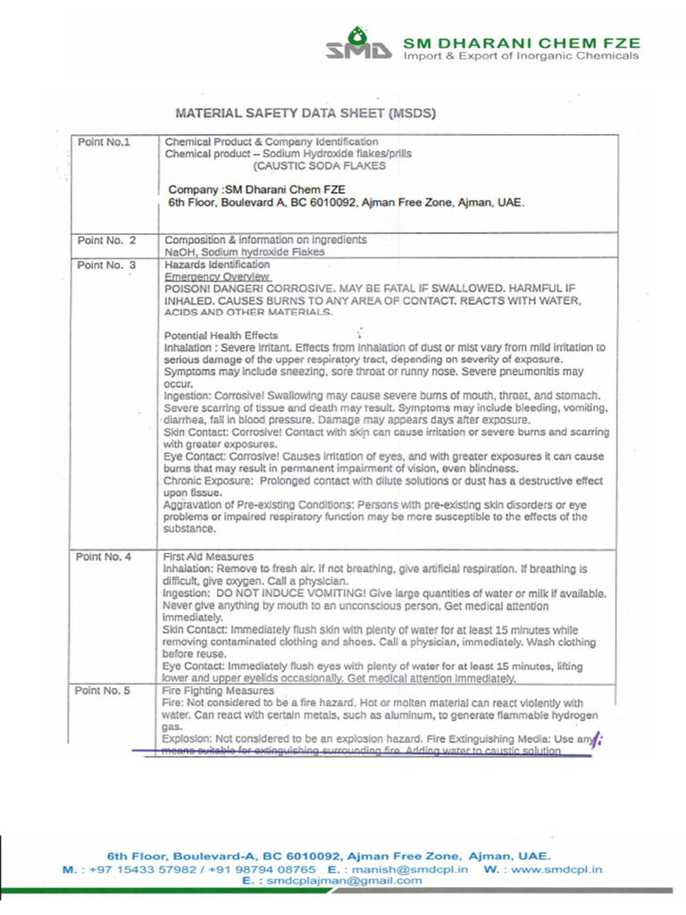 Caustic Soda Flakes MSDS | PDF